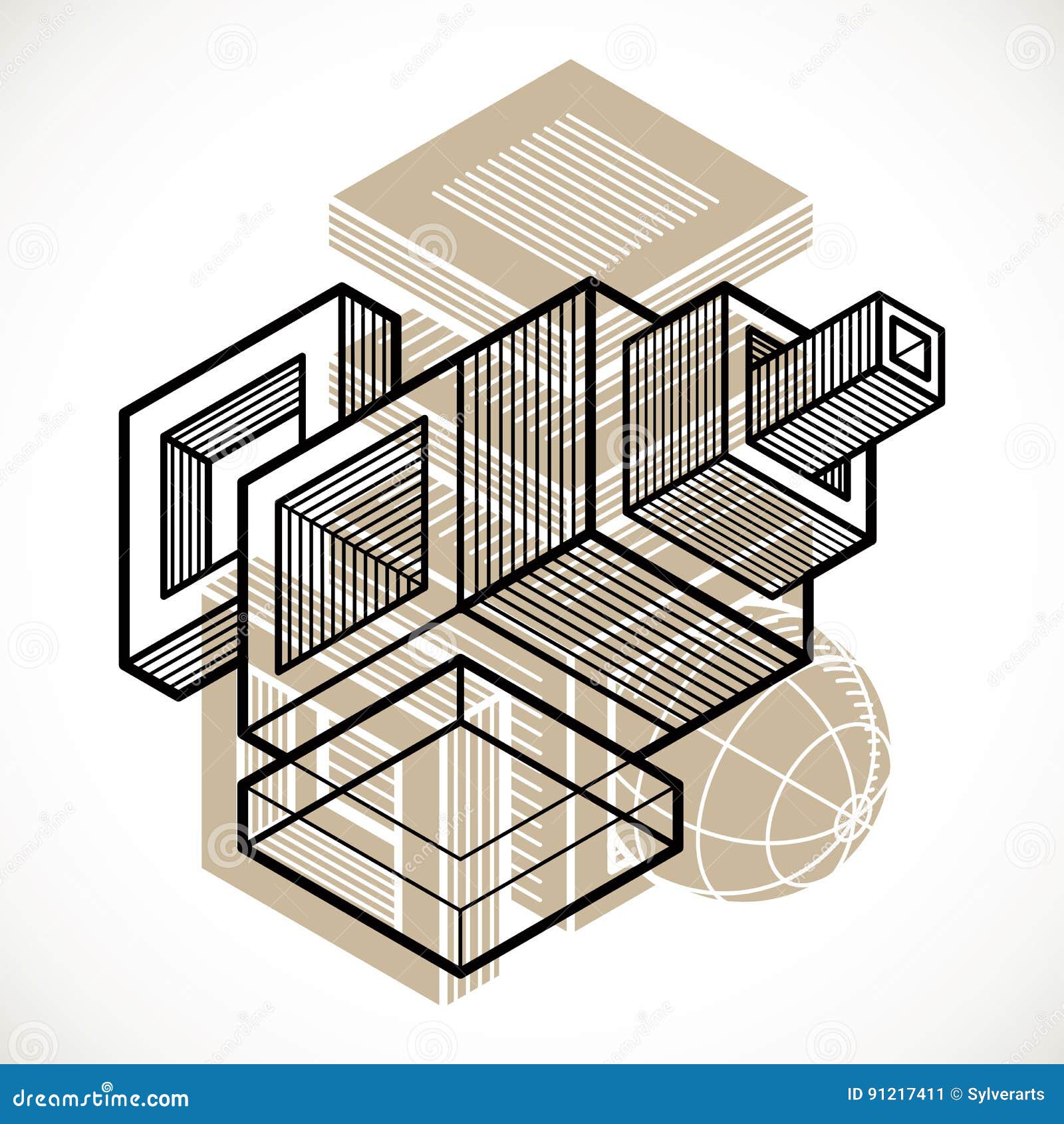 Engineering Three-dimensional Construction, Abstract Vector Trig Stock ...