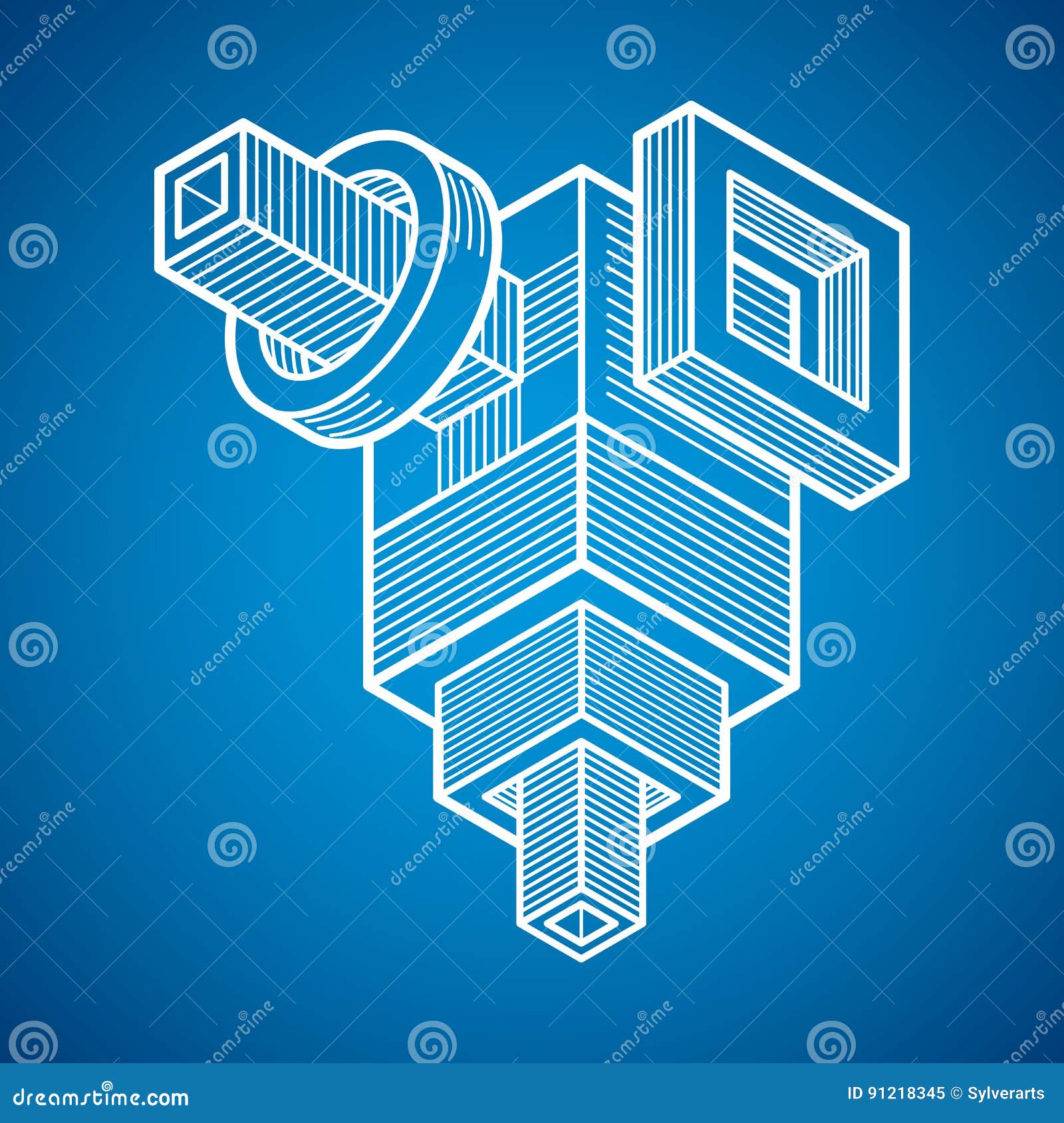 Engineering Three-dimensional Construction, Abstract Vector Trig Stock ...