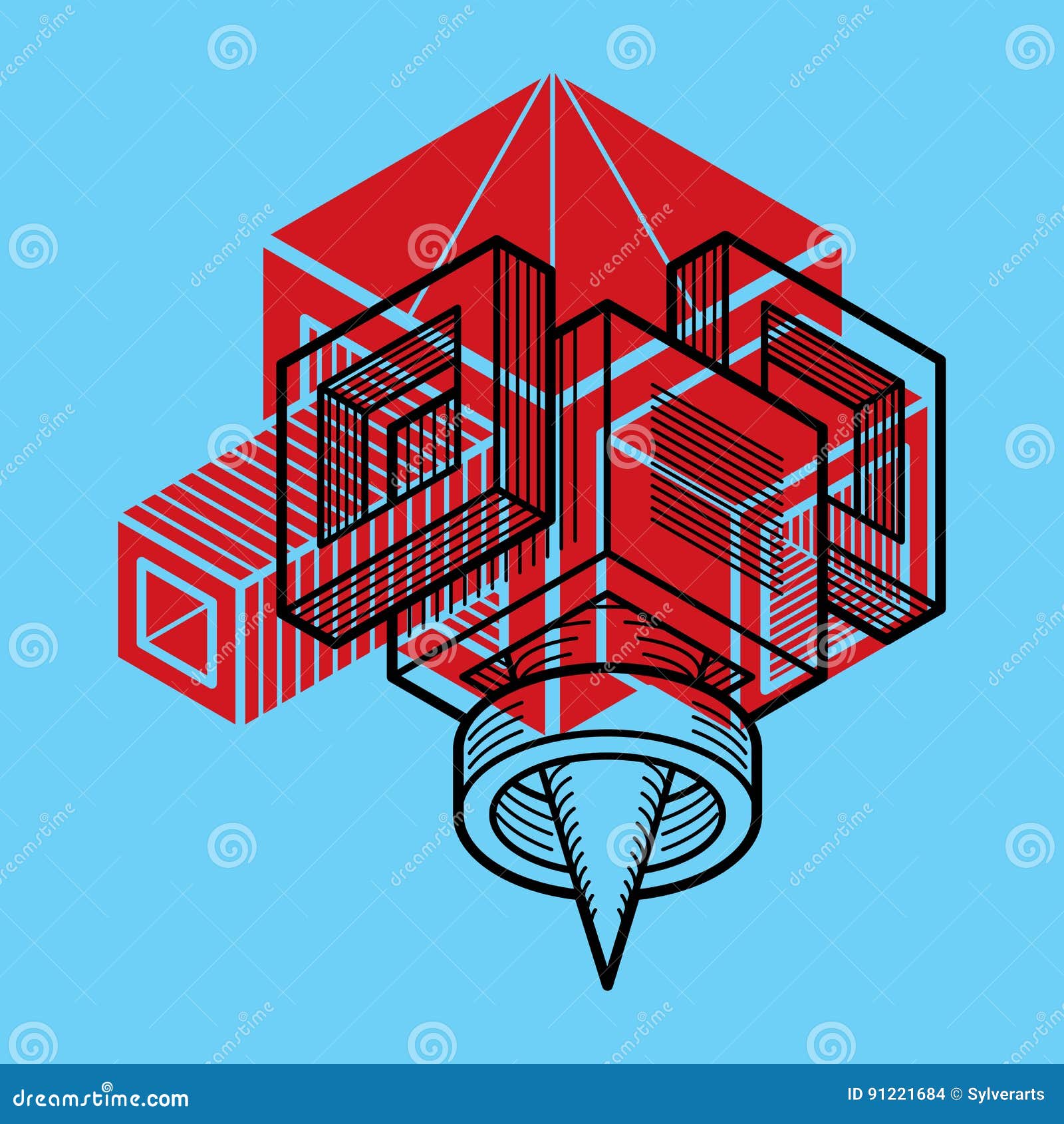 Engineering Three-dimensional Construction, Abstract Vector Trig Stock ...