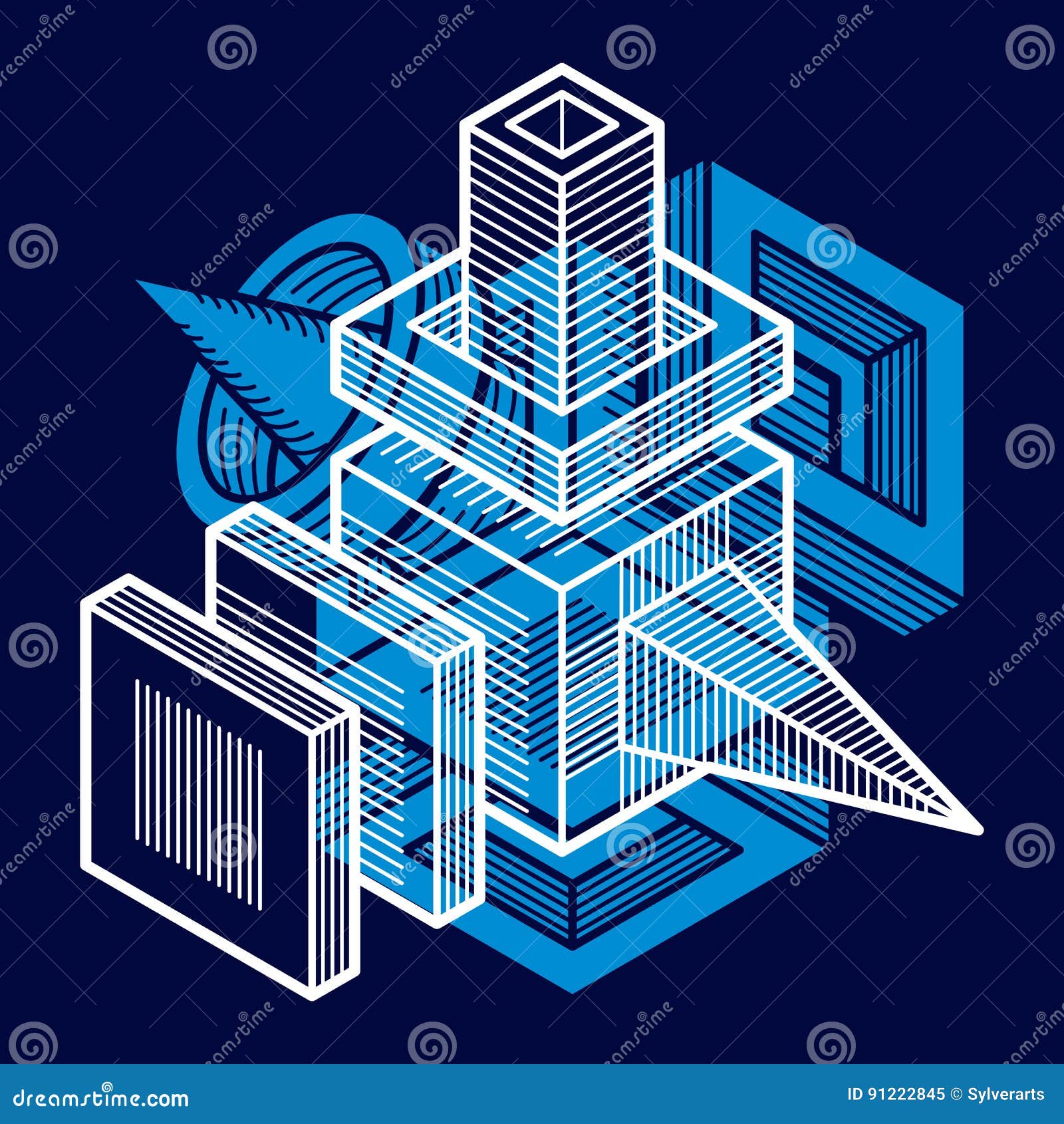 Engineering Three-dimensional Construction, Abstract Vector Trig Stock ...