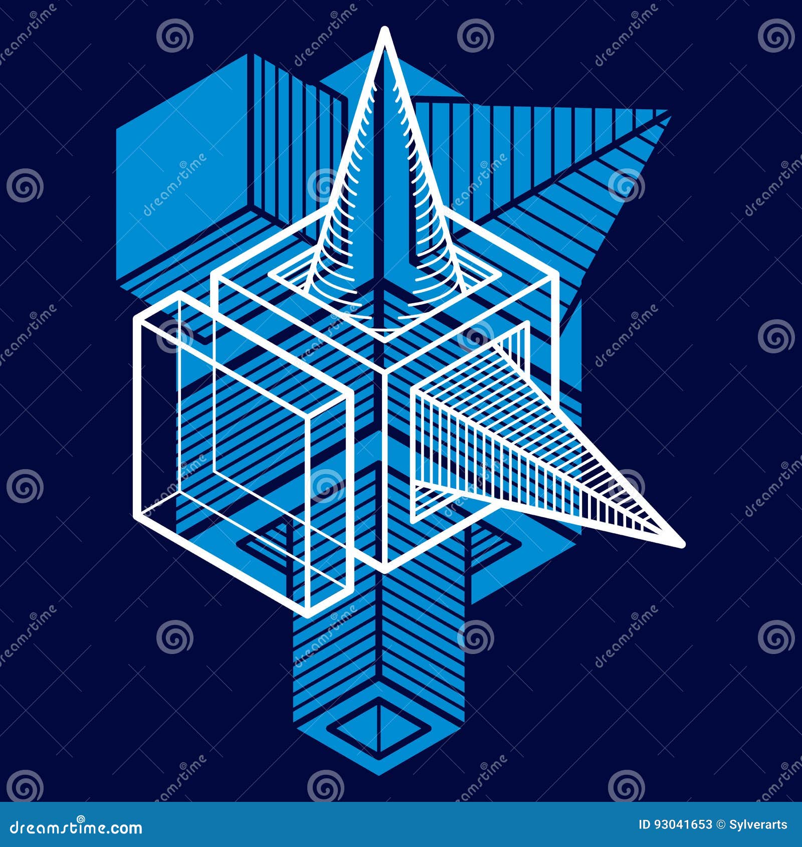 Engineering Three-dimensional Construction, Abstract Vector Trig Stock ...