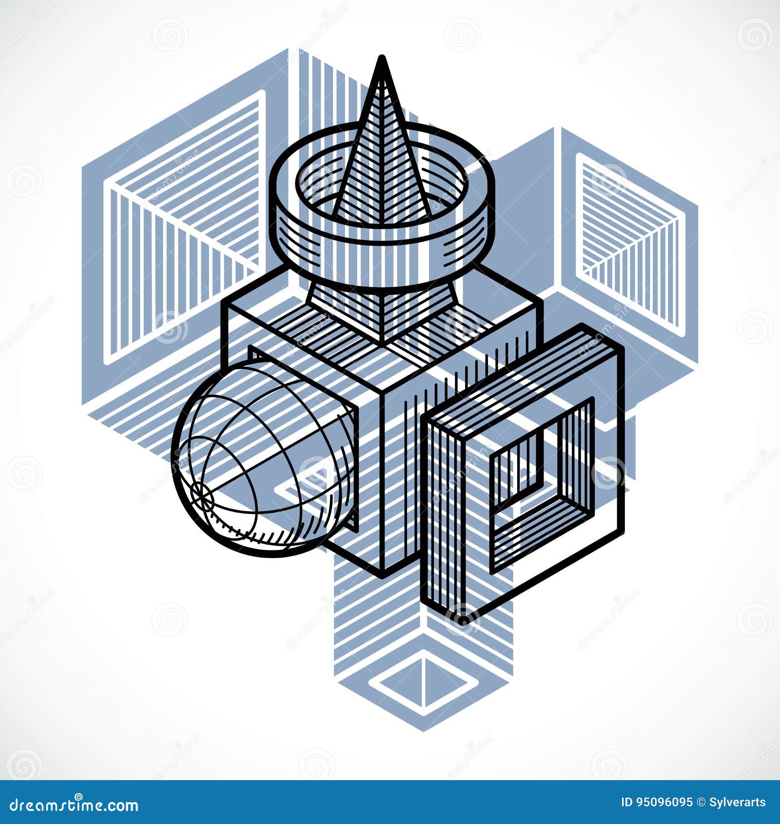 Engineering Three-dimensional Construction, Abstract Vector Trig Stock ...