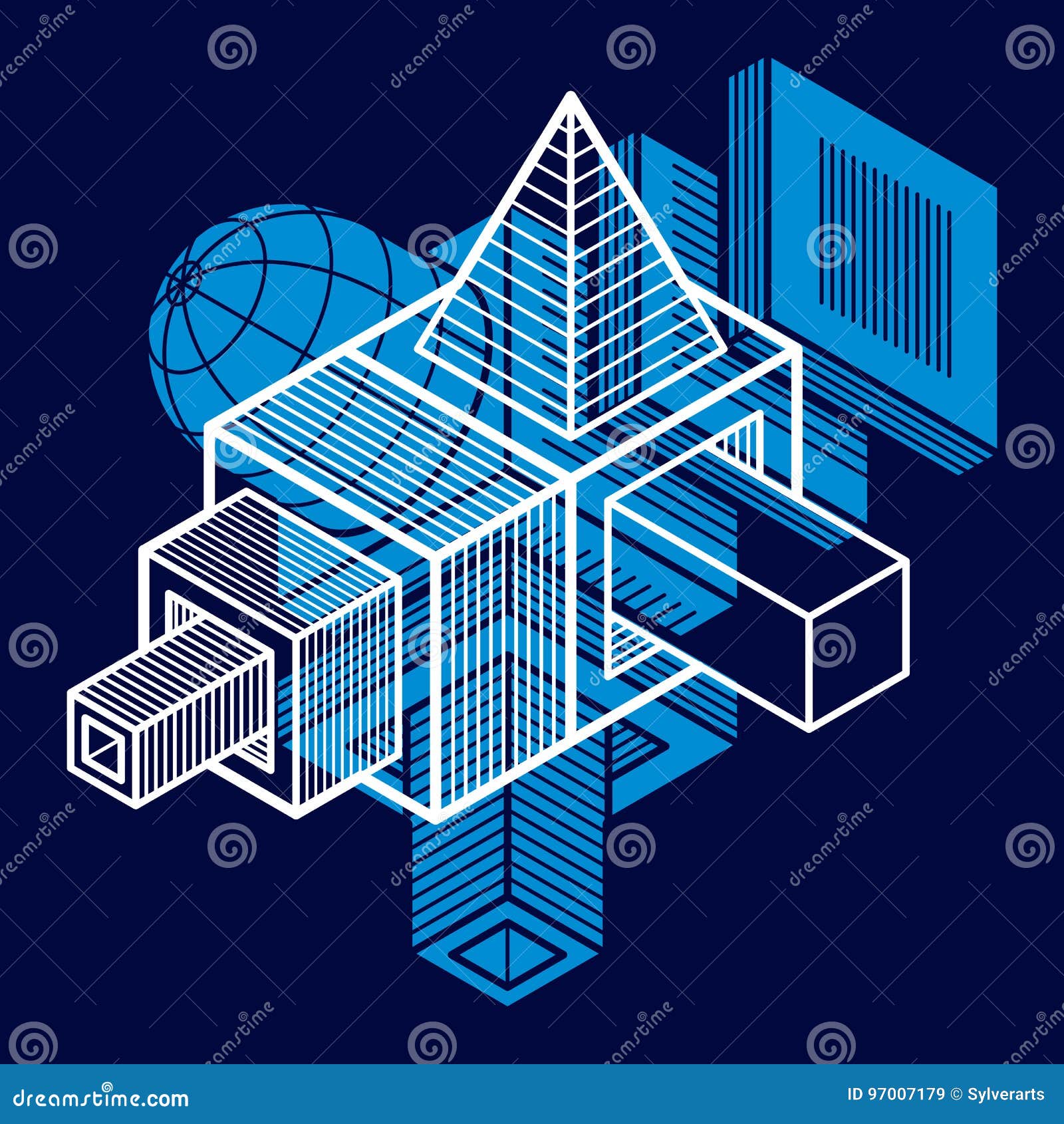 Engineering Three-dimensional Construction, Abstract Vector Trig Stock ...