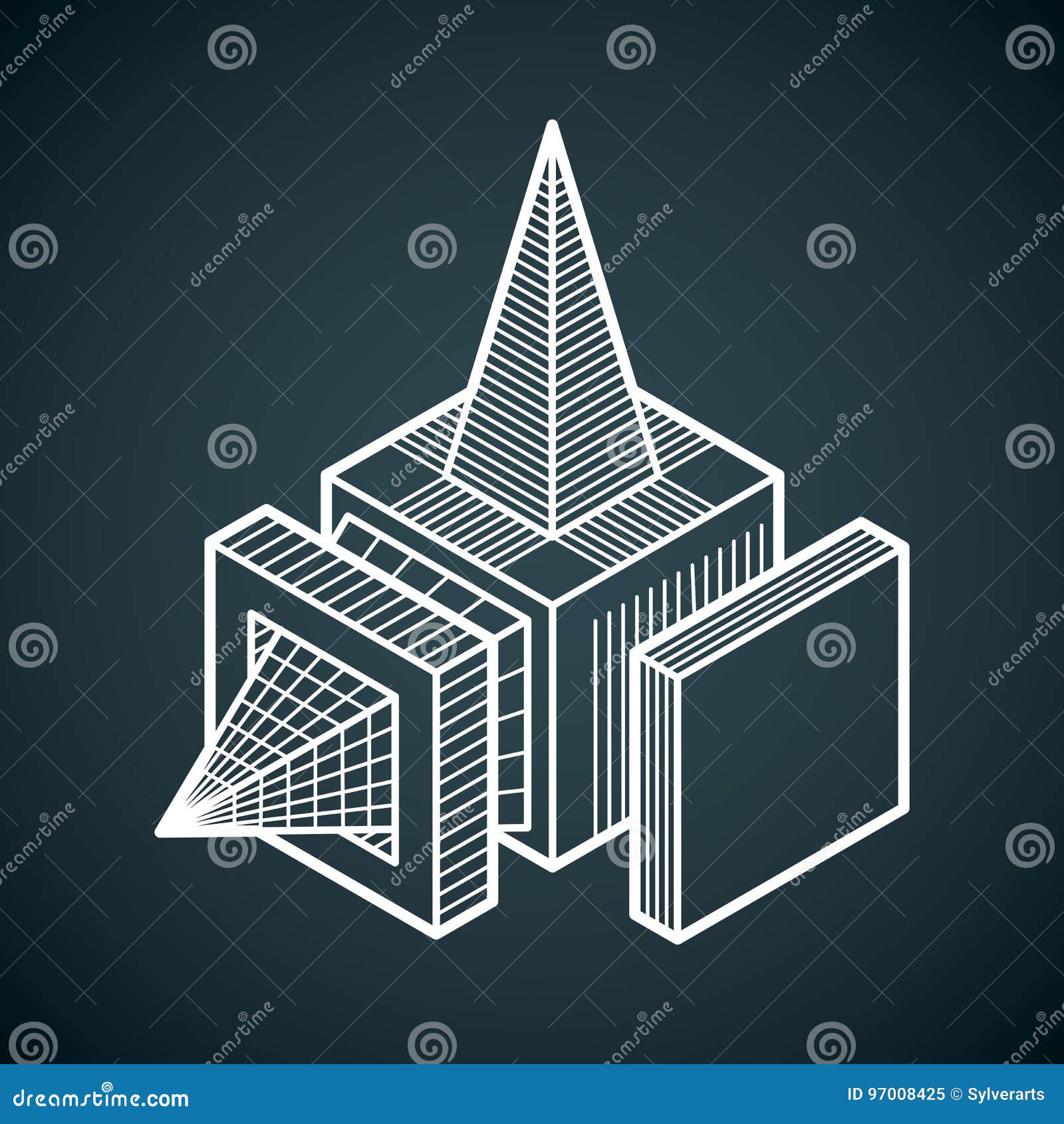 Engineering Three-dimensional Construction, Abstract Vector Trig Stock ...