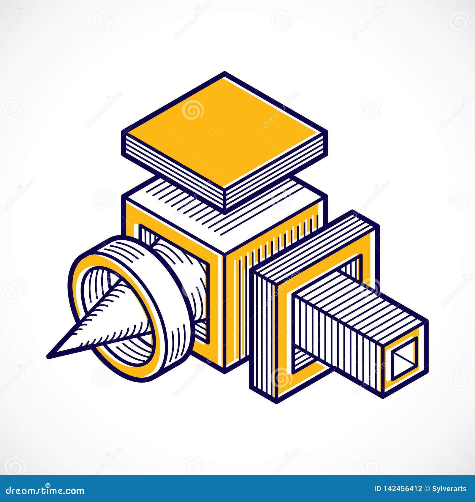 Engineering Three-dimensional Construction. Stock Vector - Illustration ...