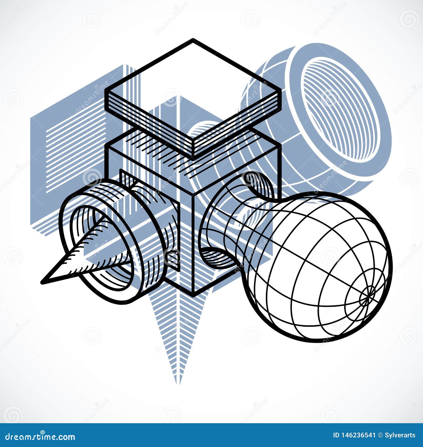 Engineering Three-dimensional Construction, Abstract Vector ...