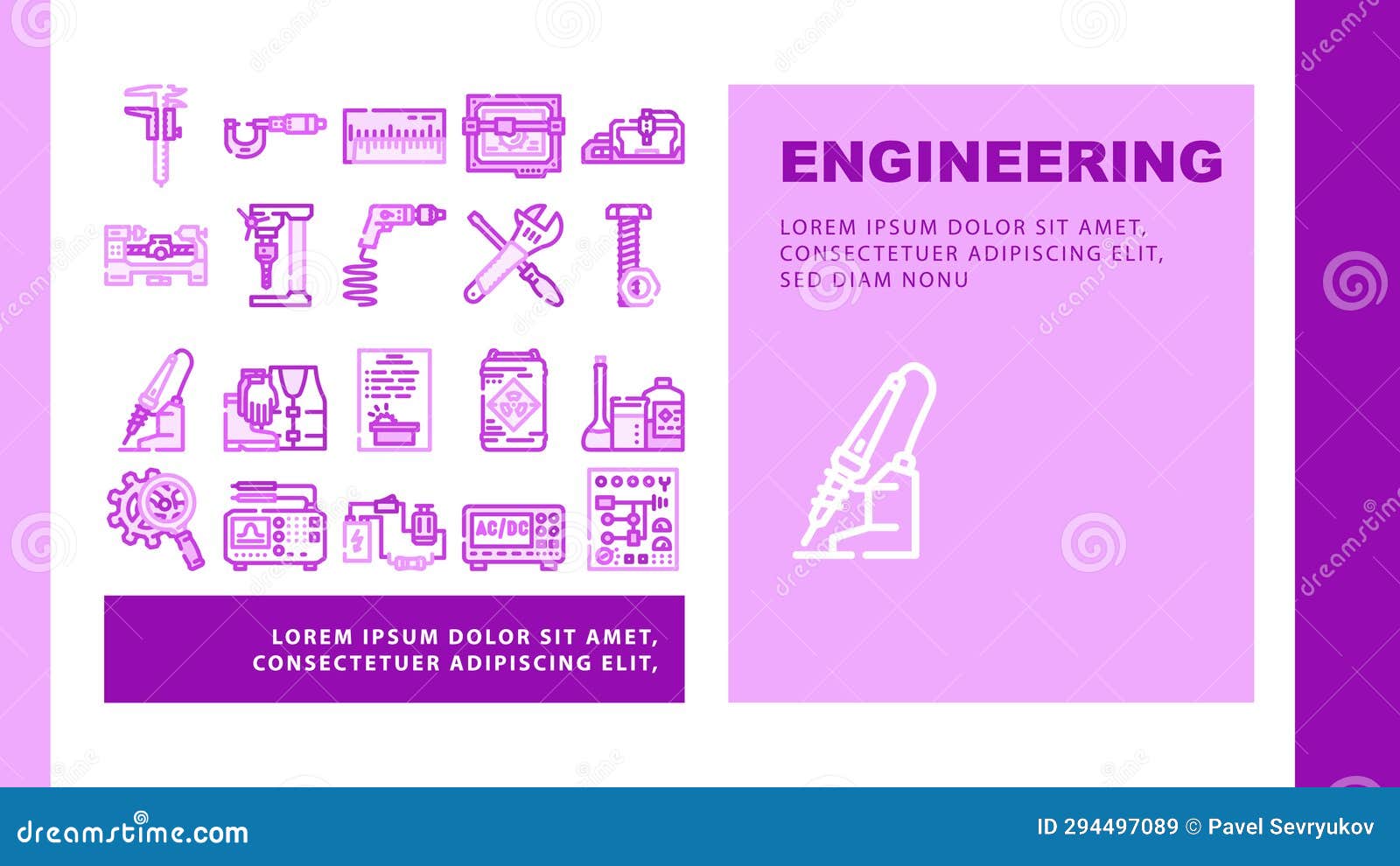 Engineering Tool Work Equipment Landing Header Vector Stock Vector ...
