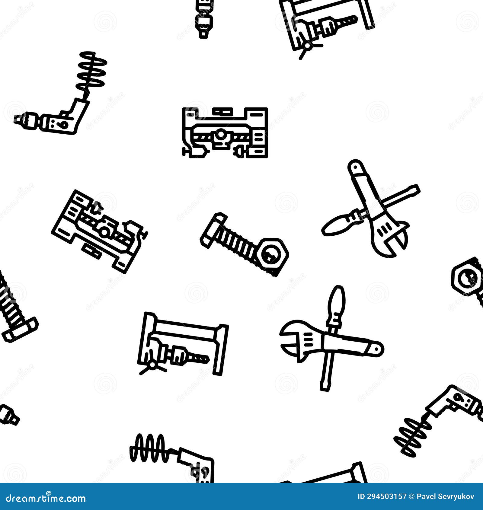 Engineering Tool Work Equipment Vector Seamless Pattern Stock ...