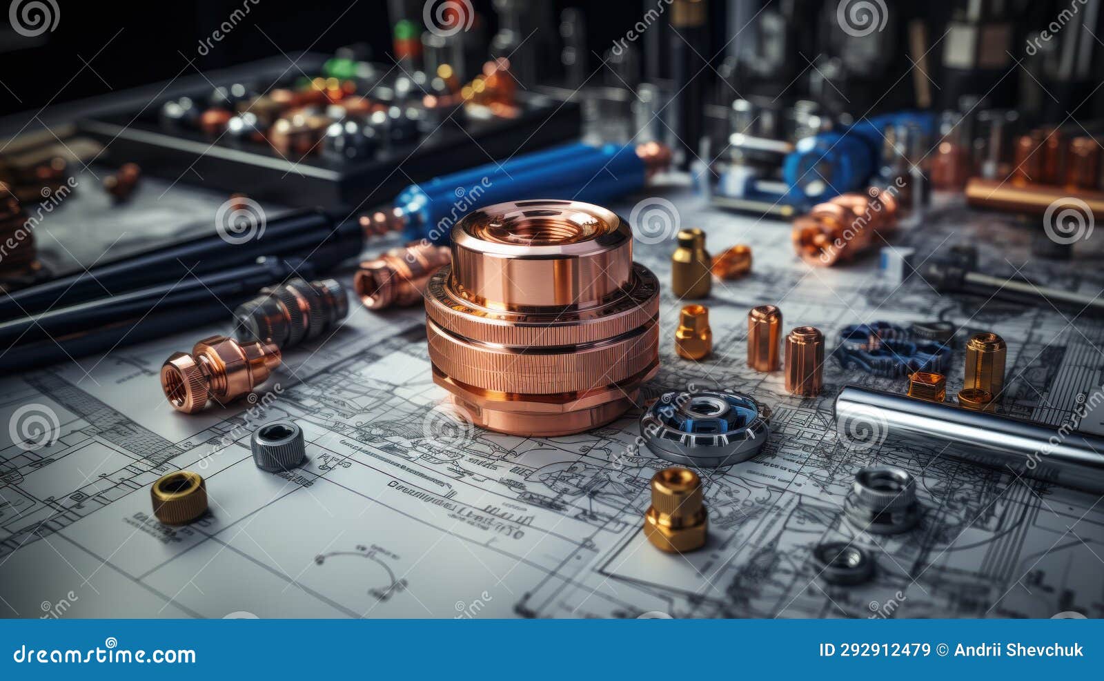 Engineering Tools on Blueprint at the Table Stock Illustration ...