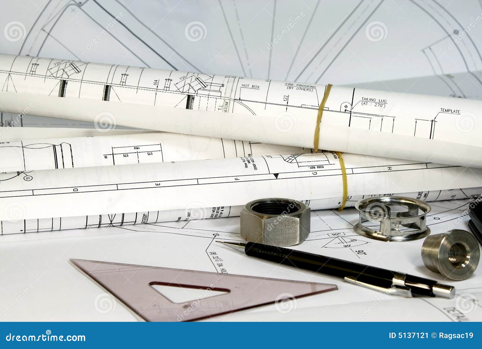 Engineering Tools and Drawings Stock Image - Image of structure, plant ...
