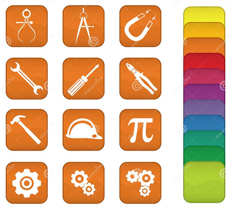 Engineering and Tools Icons Stock Vector - Illustration of purple ...