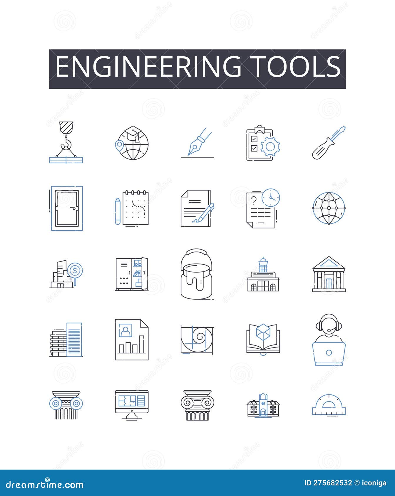 Engineering Tools Line Icons Collection. Scientific Equipment ...