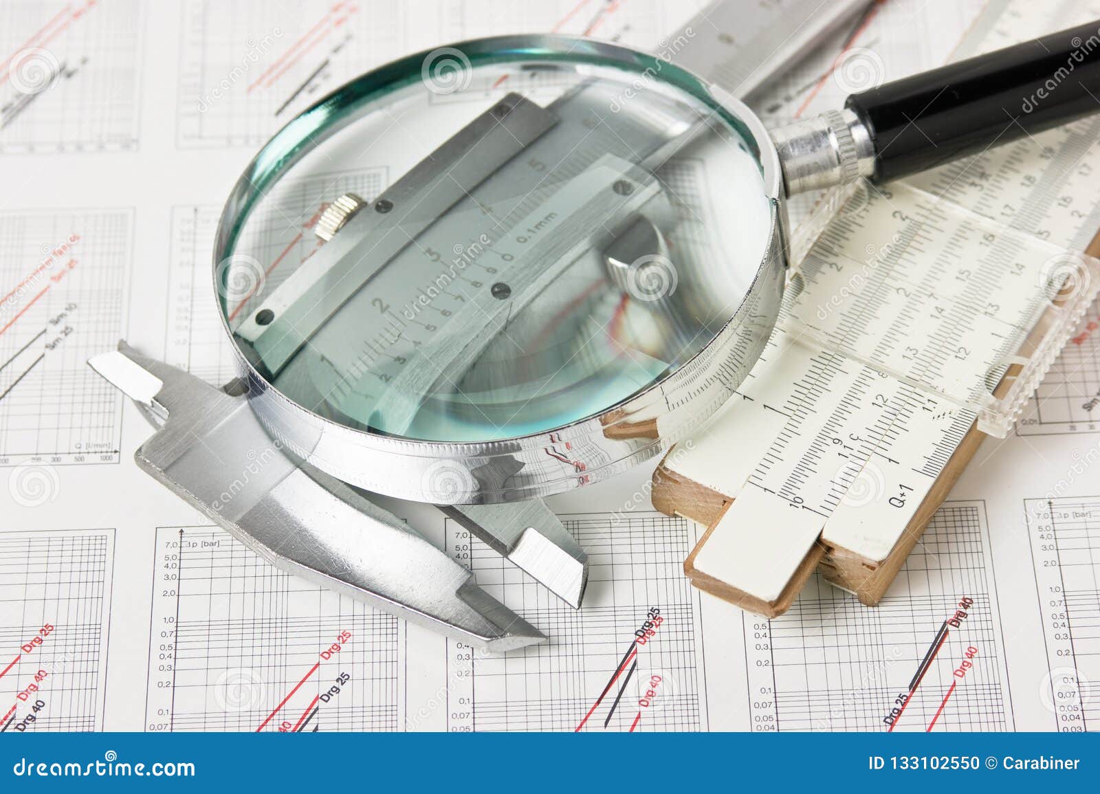 Engineering Tools On Technical Drawing Stock Photo Image Of