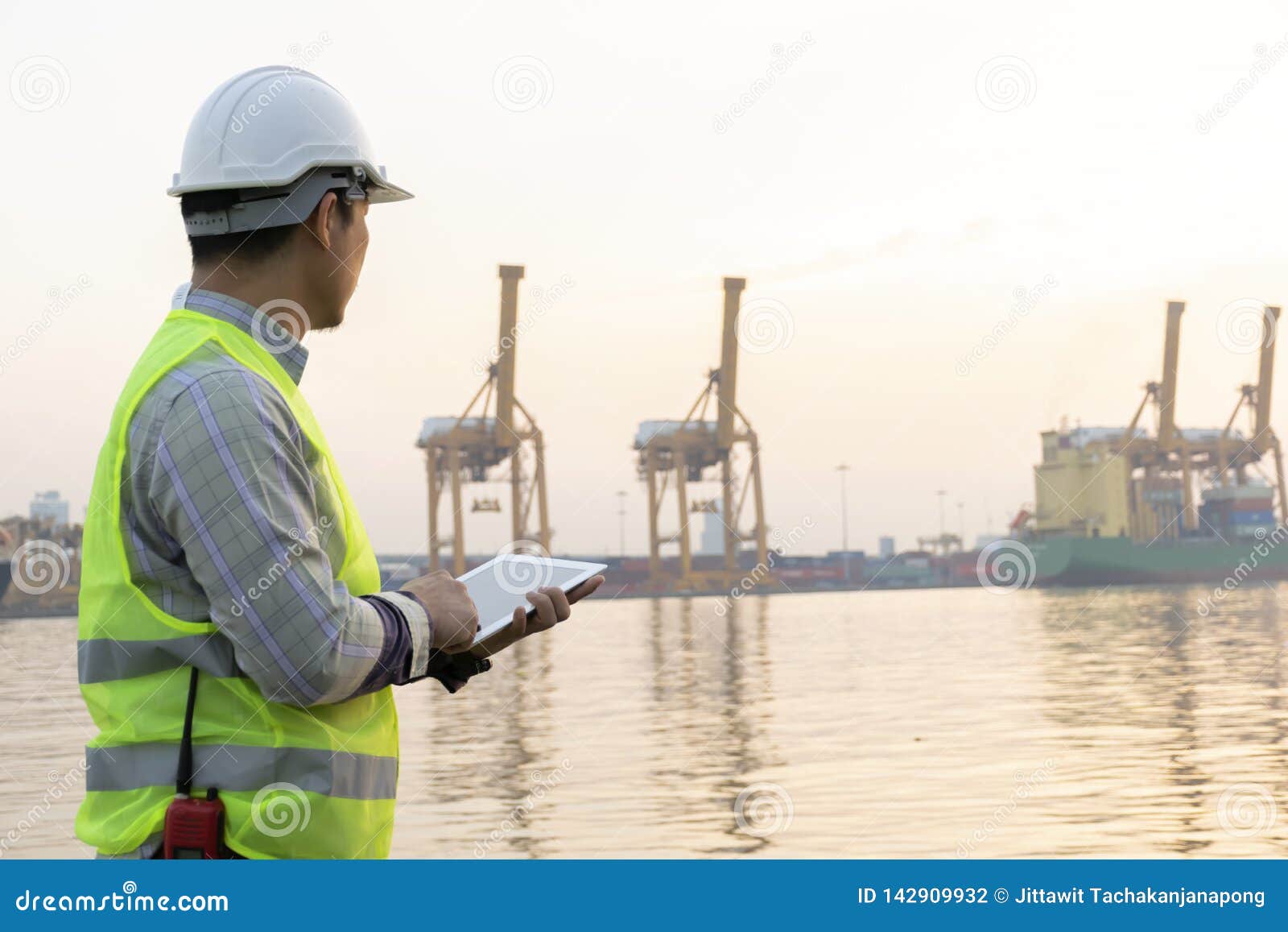 Engineering is Using the Tablet Stock Photo - Image of industrial ...