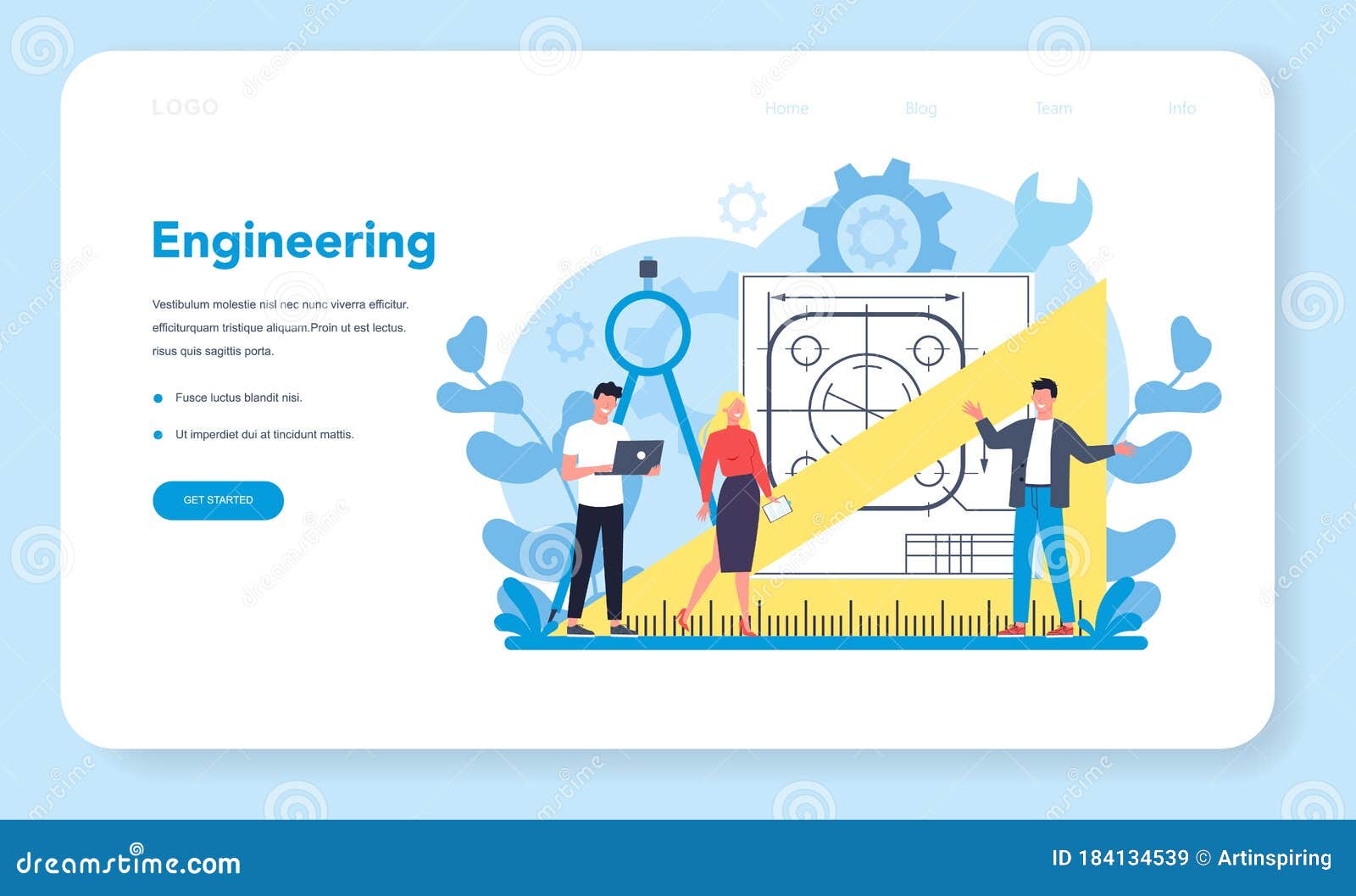 Engineering Web Banner or Landing Page. Technology and Science. Stock ...