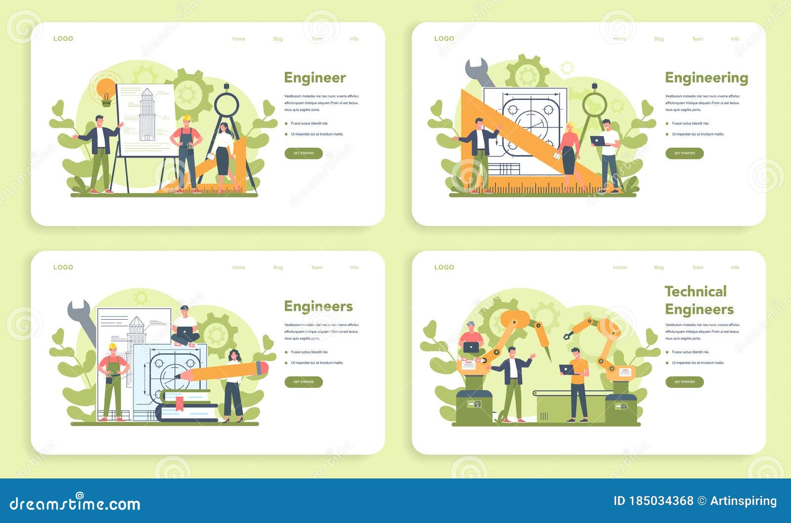 Engineering Web Banner or Landing Page. Technology and Science Stock ...