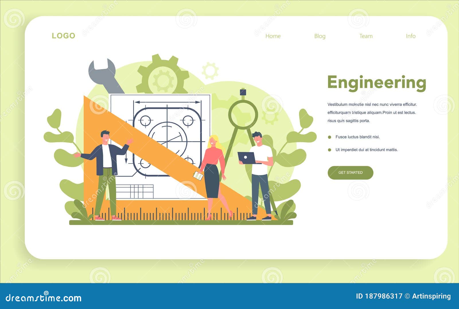 Engineering Web Banner or Landing Page. Technology and Science Stock ...
