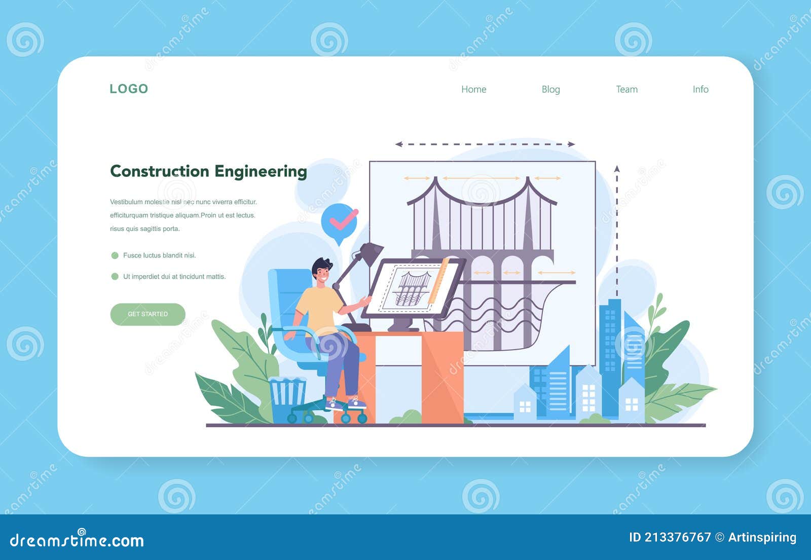 Engineering Web Banner or Landing Page. Technology and Science Stock ...