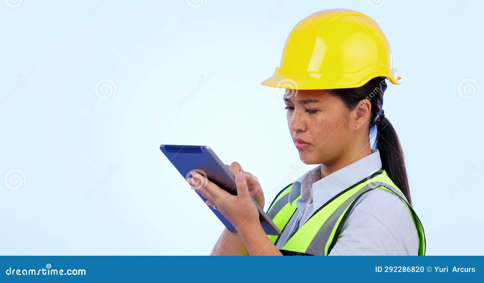 Engineering, Woman Thinking and Tablet for Design Ideas, Planning ...