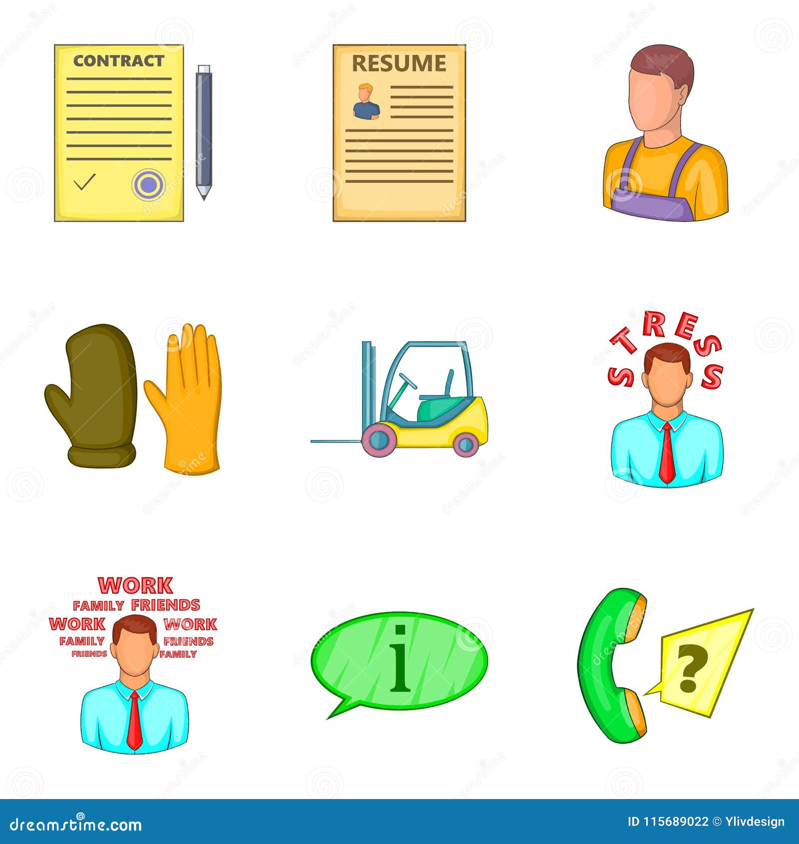 Engineering Work Icons Set, Cartoon Style Stock Vector - Illustration ...