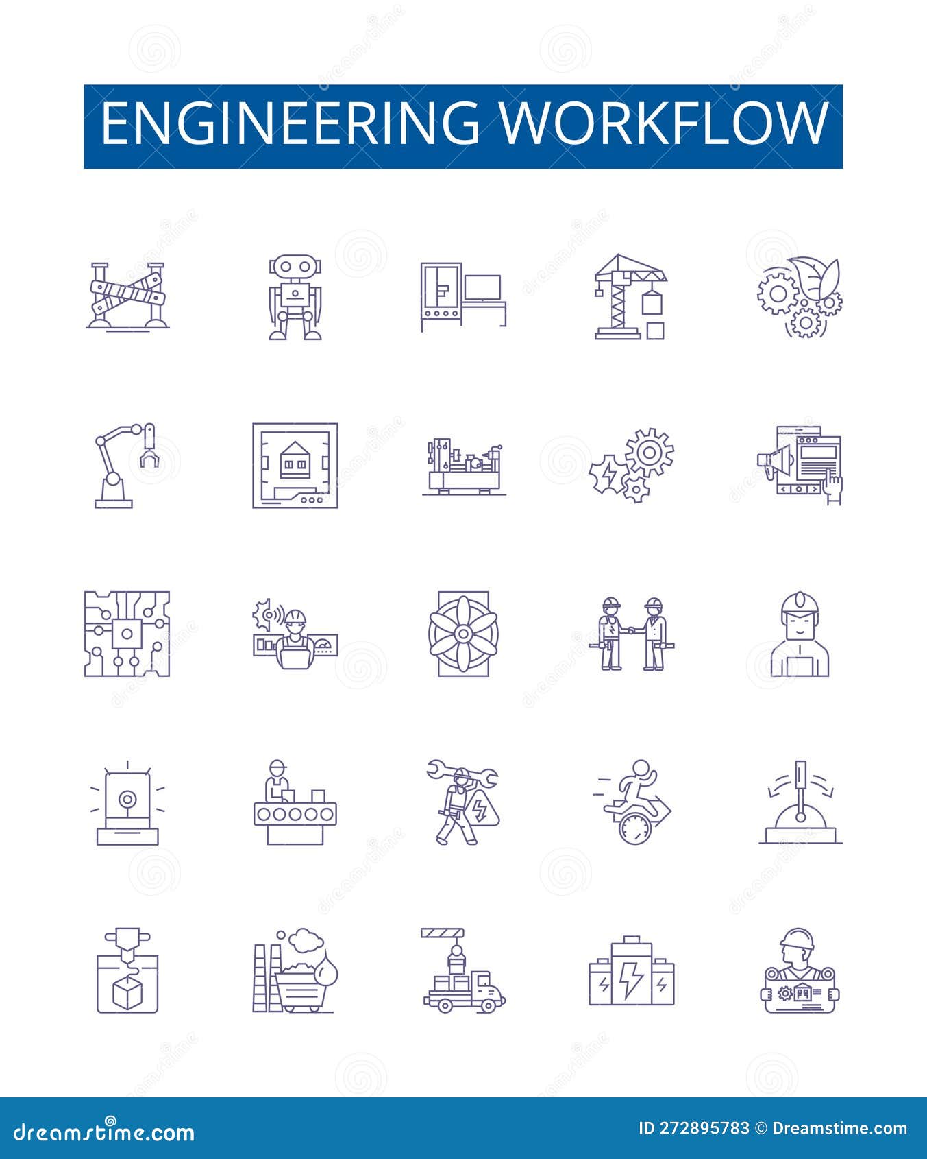 Engineering Workflow Line Icons Signs Set. Design Collection of ...