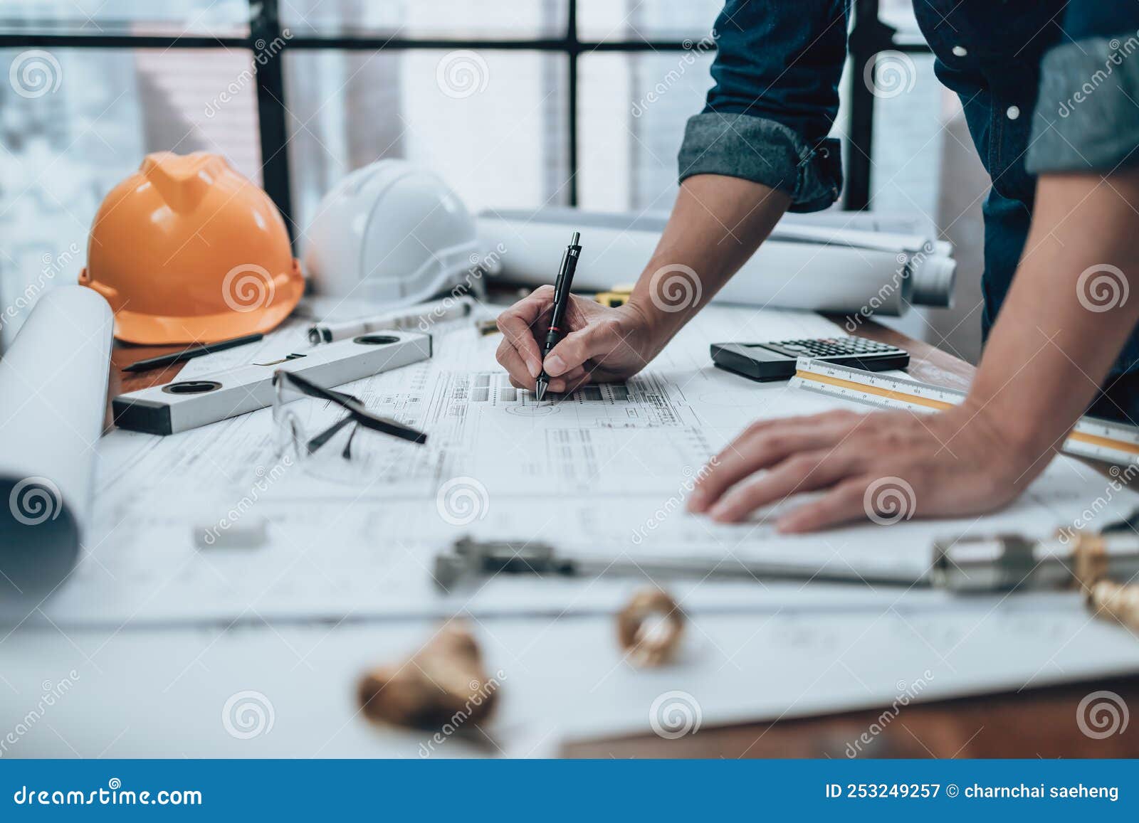 Engineering Working with Drawings Inspection and Writing on the Office ...