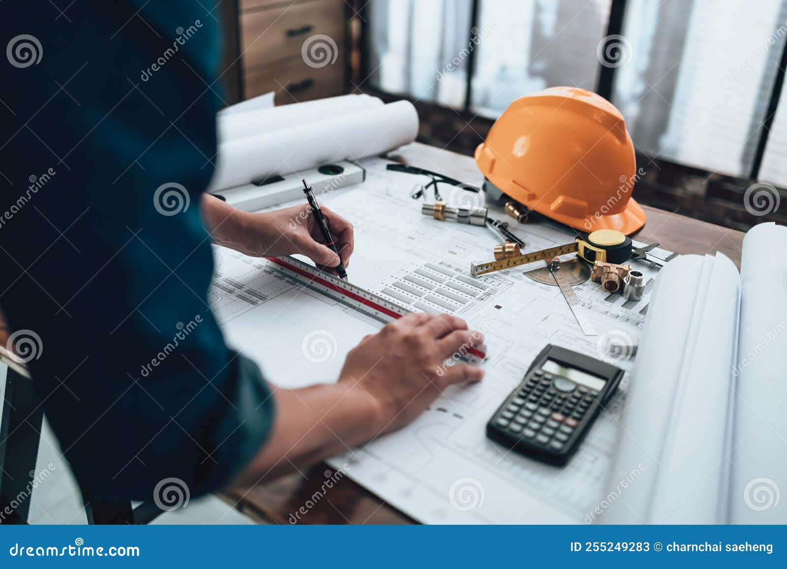 Engineering Working with Drawings Inspection and Writing on the Office ...