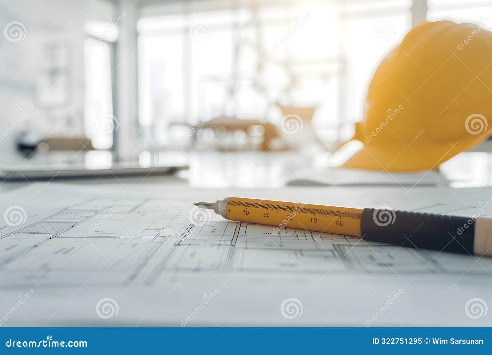 Workplace - Construction Project Architect House Plan With Tools ...