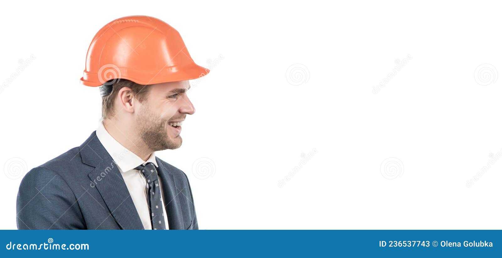 Engineering that Works. Civil Engineer Side-face. Happy Engineer in ...