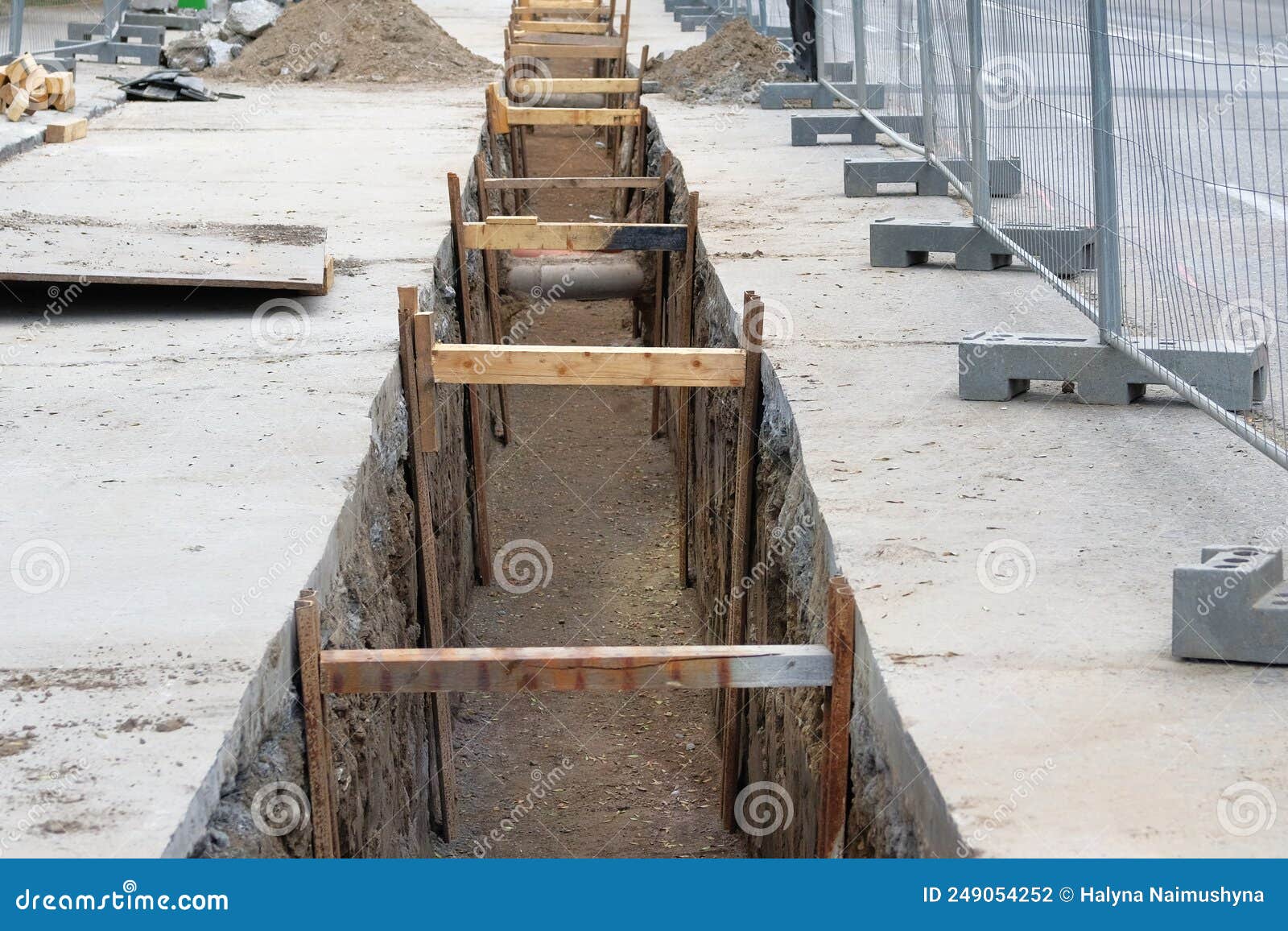 Engineering Works. Repair of Urban Underground Communications. Fenced ...