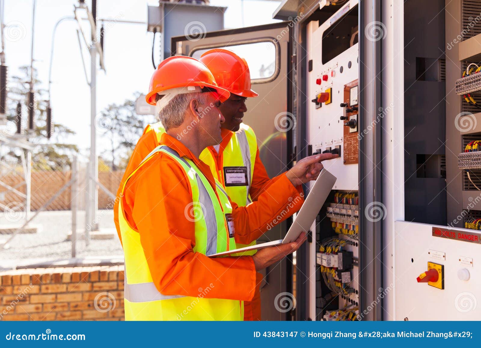 Engineers Adjusting Transformer Stock Image - Image of blue, business ...