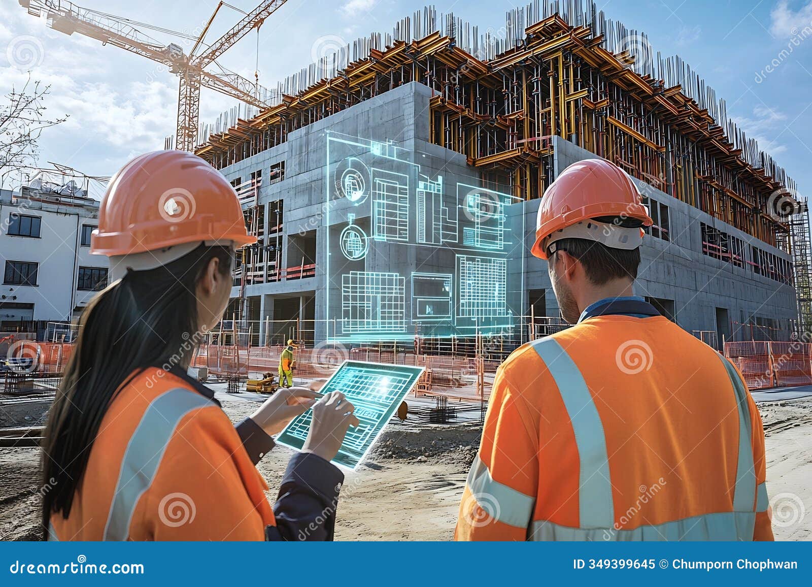 Engineers Analyzing Augmented Building Specs at Construction Site with ...