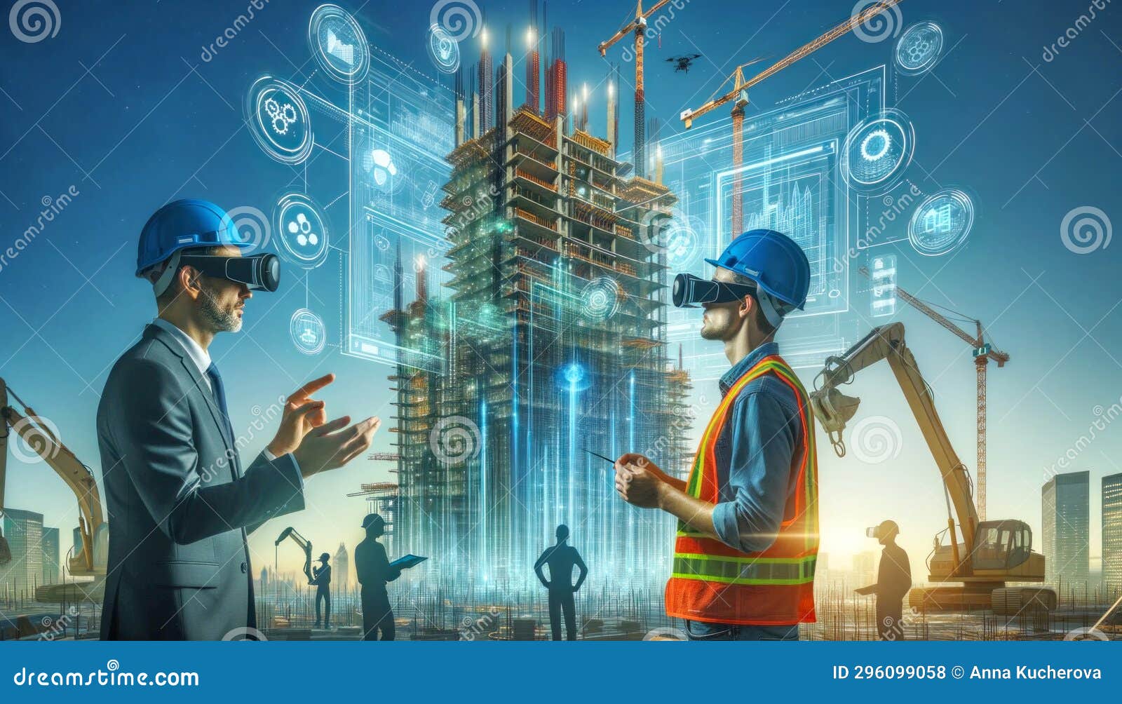 Engineers In AR Headsets Collaborating On A Futuristic Construction ... Engineers In AR Headsets Collaborating On A Futuristic Construction ...