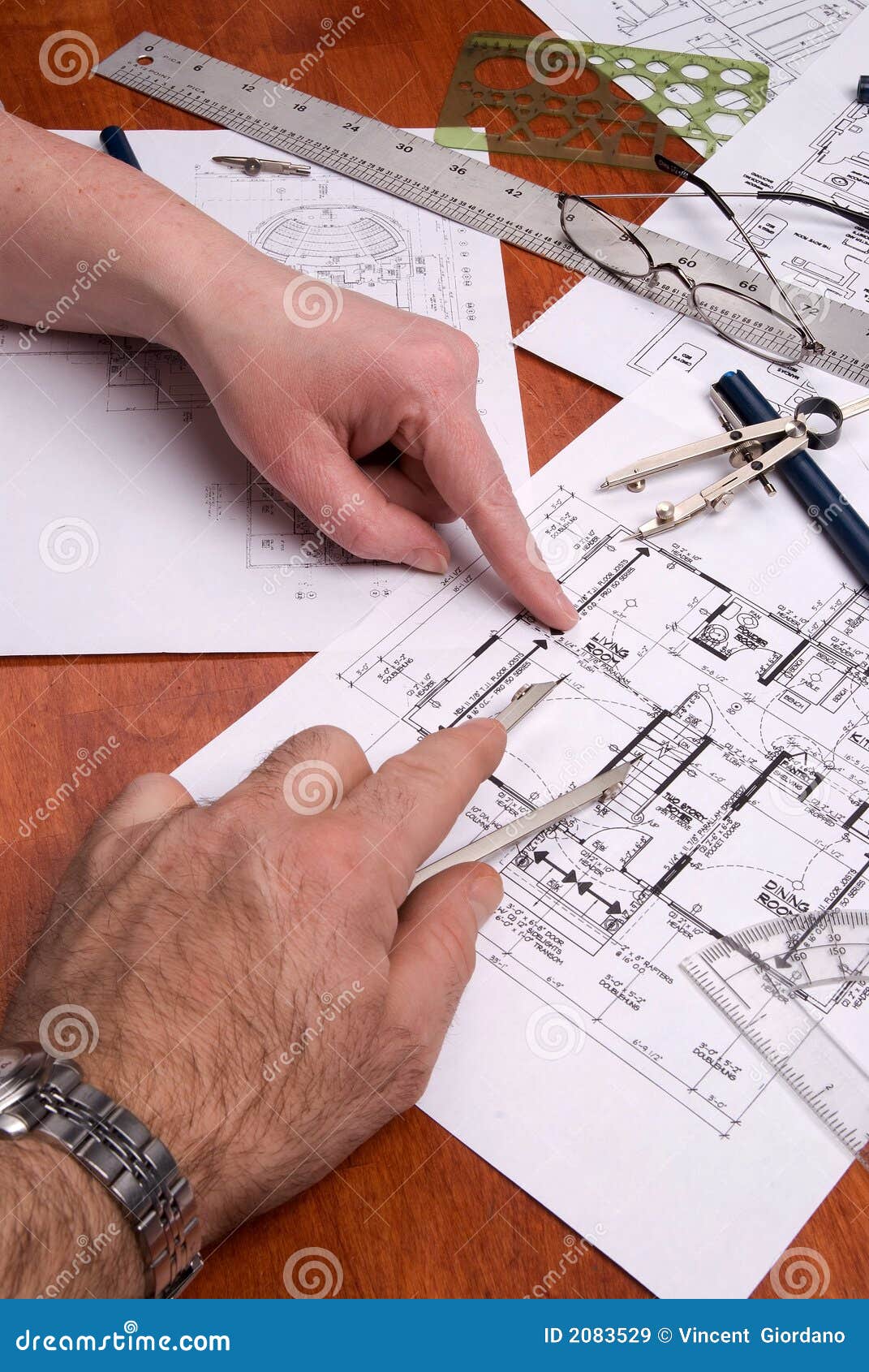 Engineers, Architects or Contractors Work on Plans Stock Image - Image ...