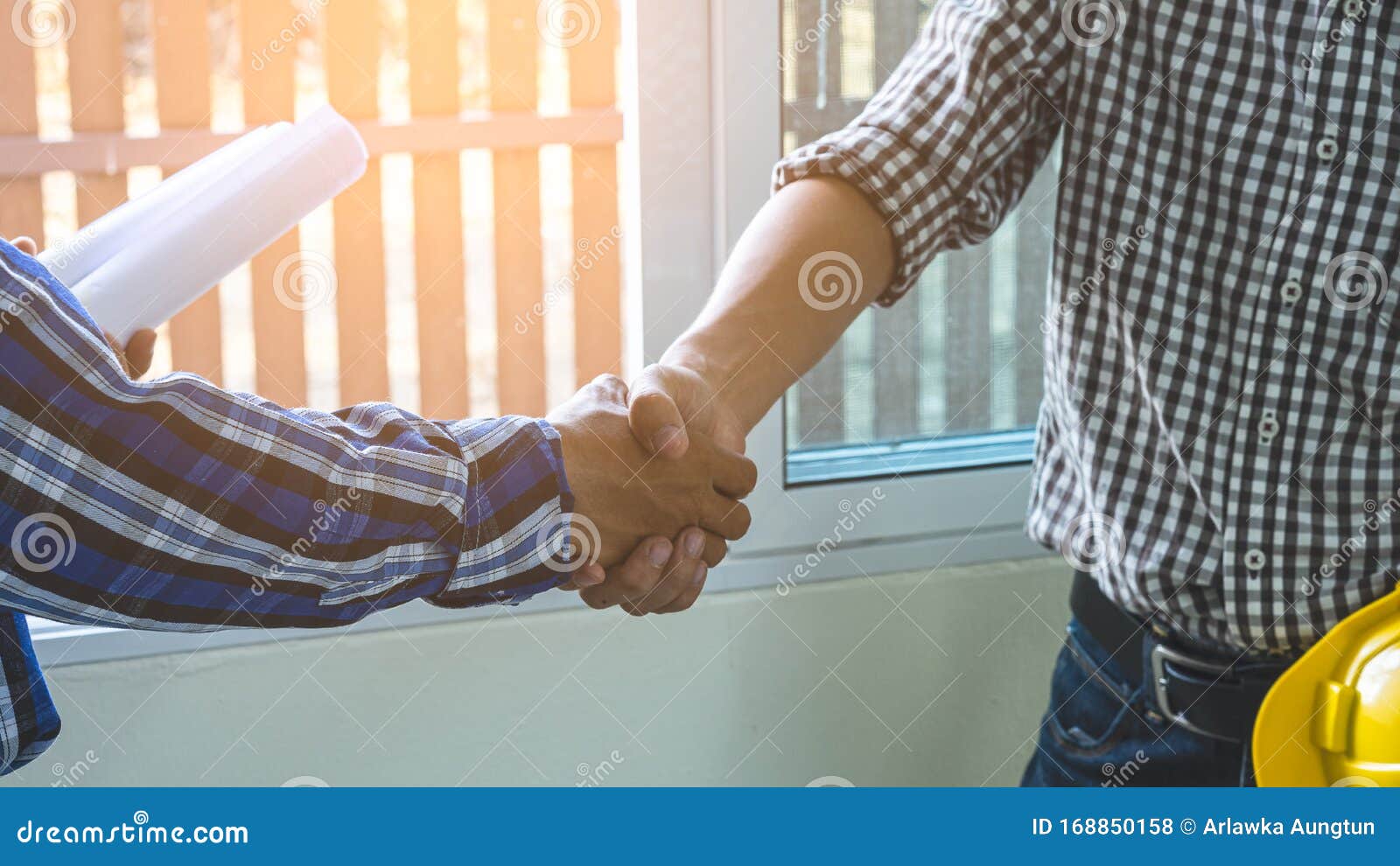 Engineers, Architects, Hand in Hand by the Window, Teamwork, Business ...