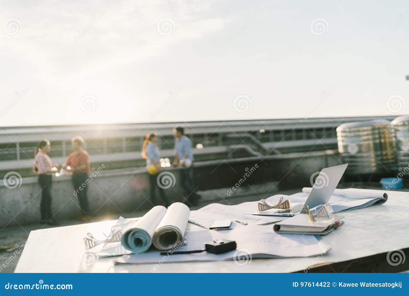 Engineers or Architects Relaxing after Work at Construction Site ...