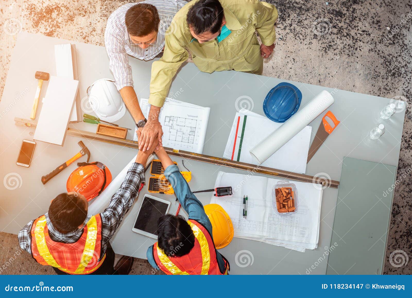 Engineers and Architecture Joining Handshake Together after Meet Stock ...