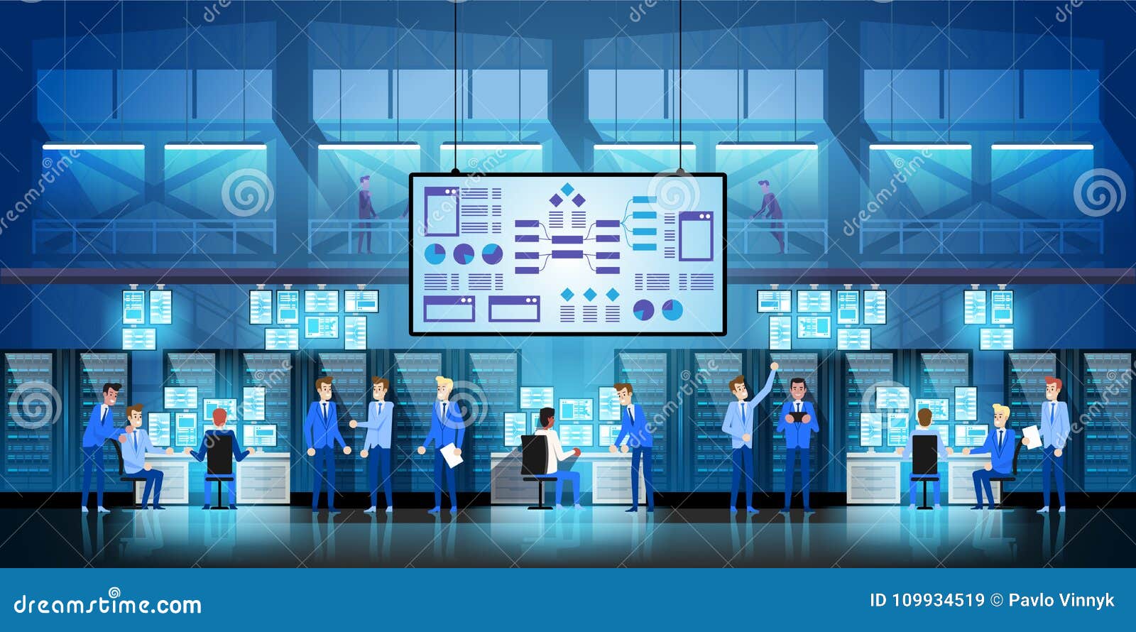 IT Engineers In Big Data Center Work On New Technology Government ...