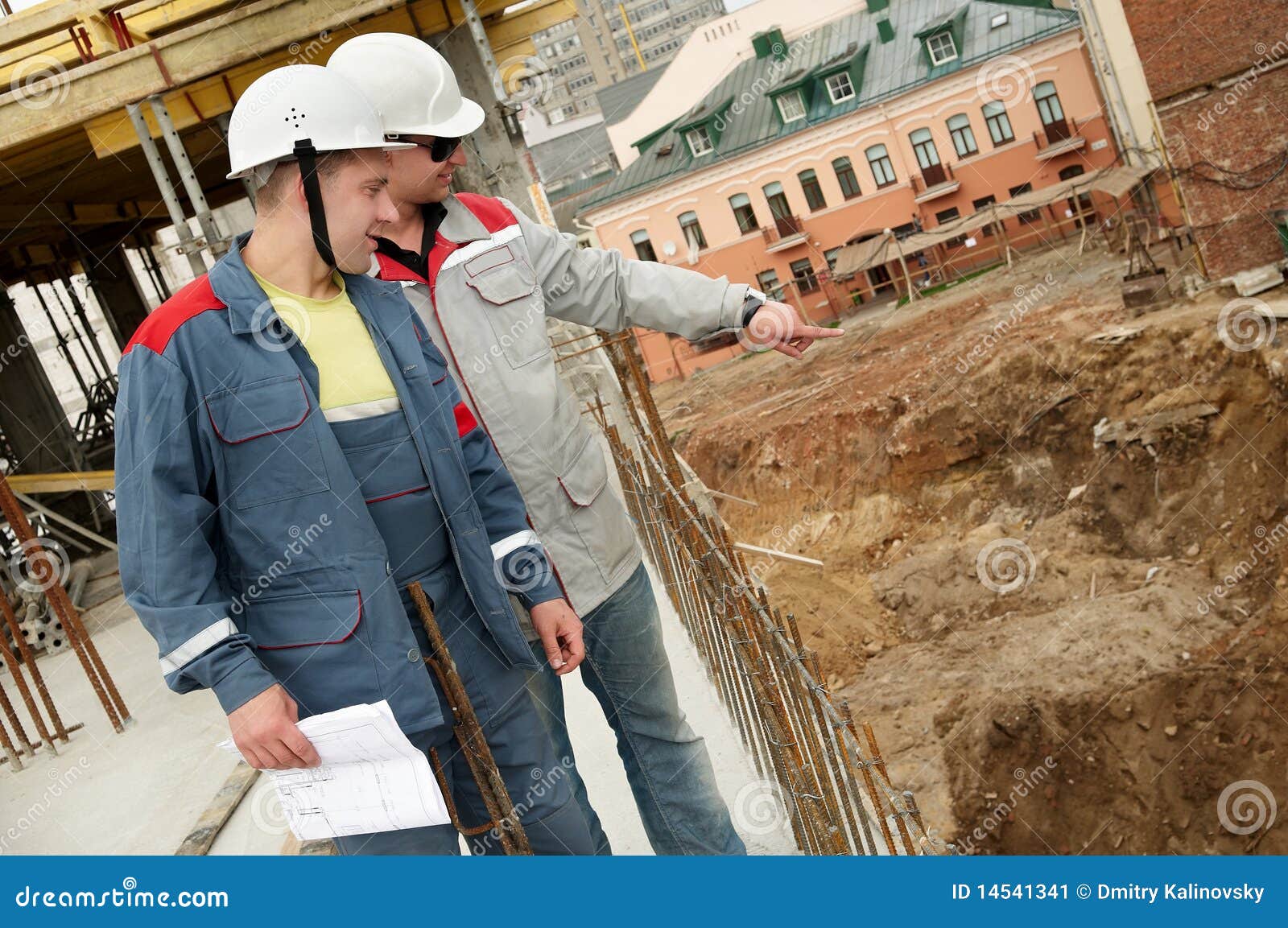 Engineers Builders at Construction Stock Image - Image of plan ...