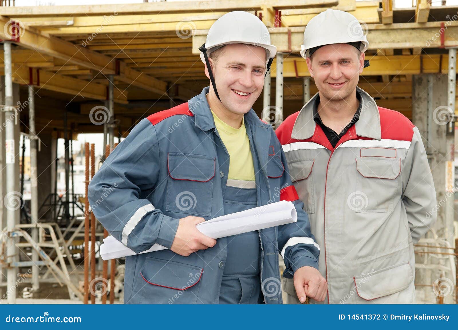 Engineers Builders at Construction Stock Photo - Image of draft ...