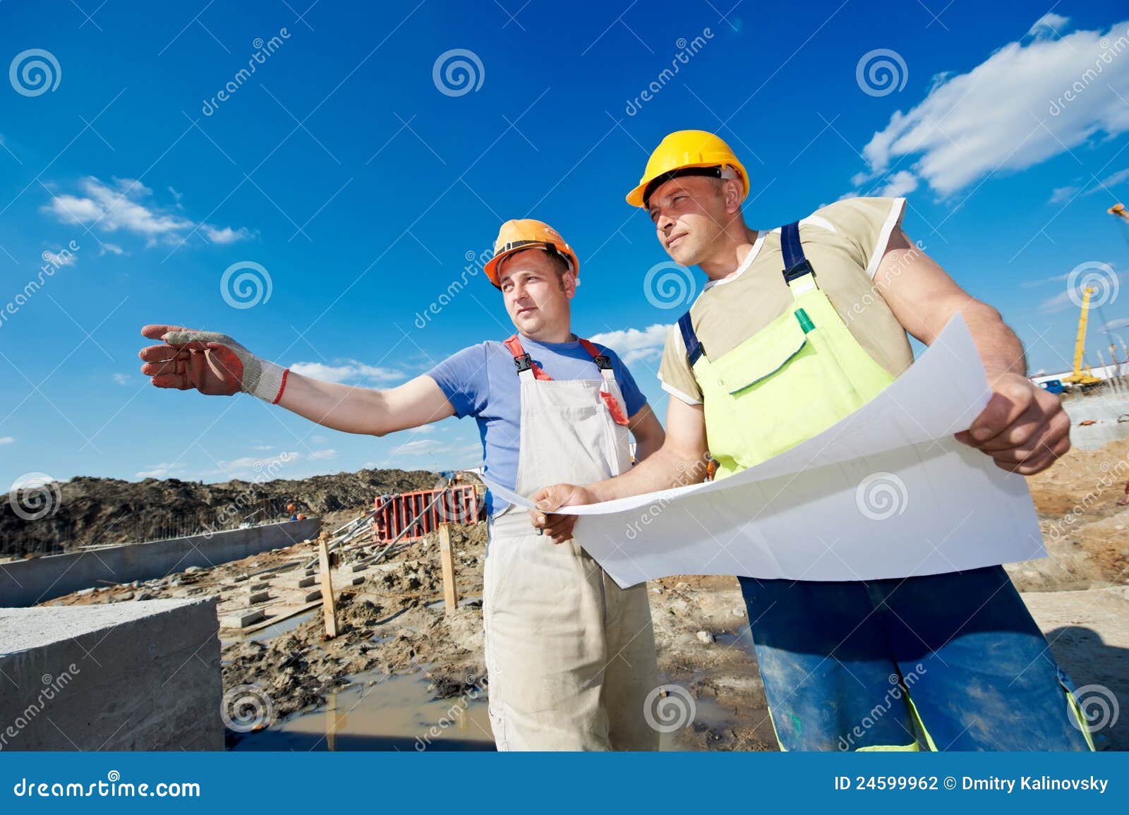 Engineers Builders at Construction Site Stock Photo - Image of ...