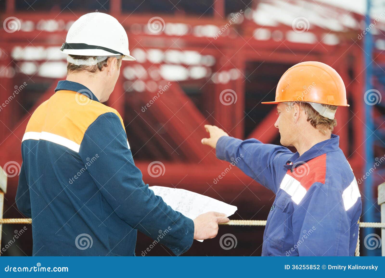 Engineers Builders at Construction Site Stock Photo - Image of ...