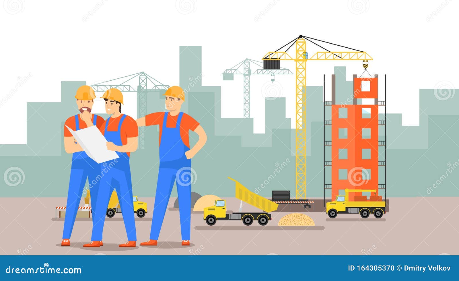 Engineers And Builders. Master Foreman With Helmet And Diagram In Hands ...