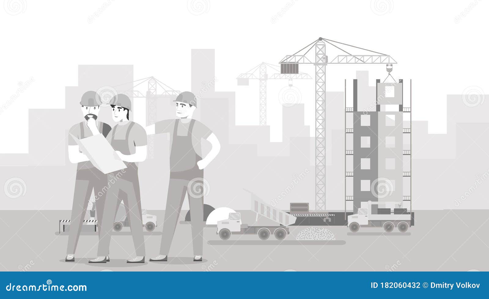 Engineers and Builders are Planning Work on a Construction Site ...