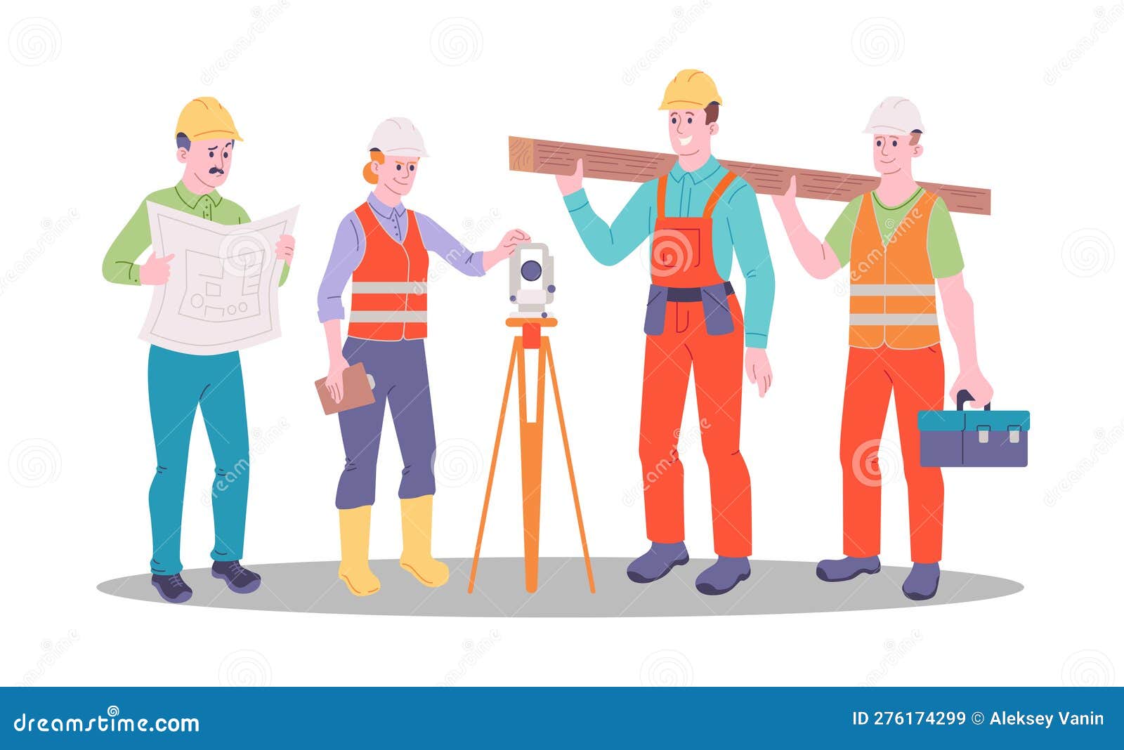 Engineers and Builders Team Vector Illustration Stock Vector ...