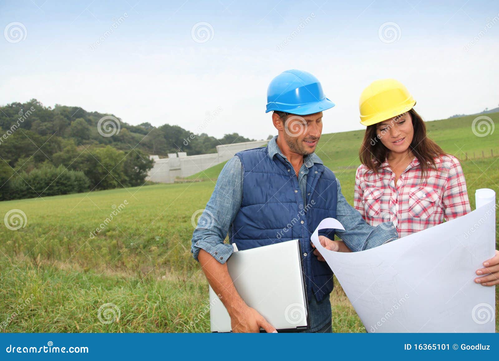 Engineers on building site stock image. Image of field - 16365101