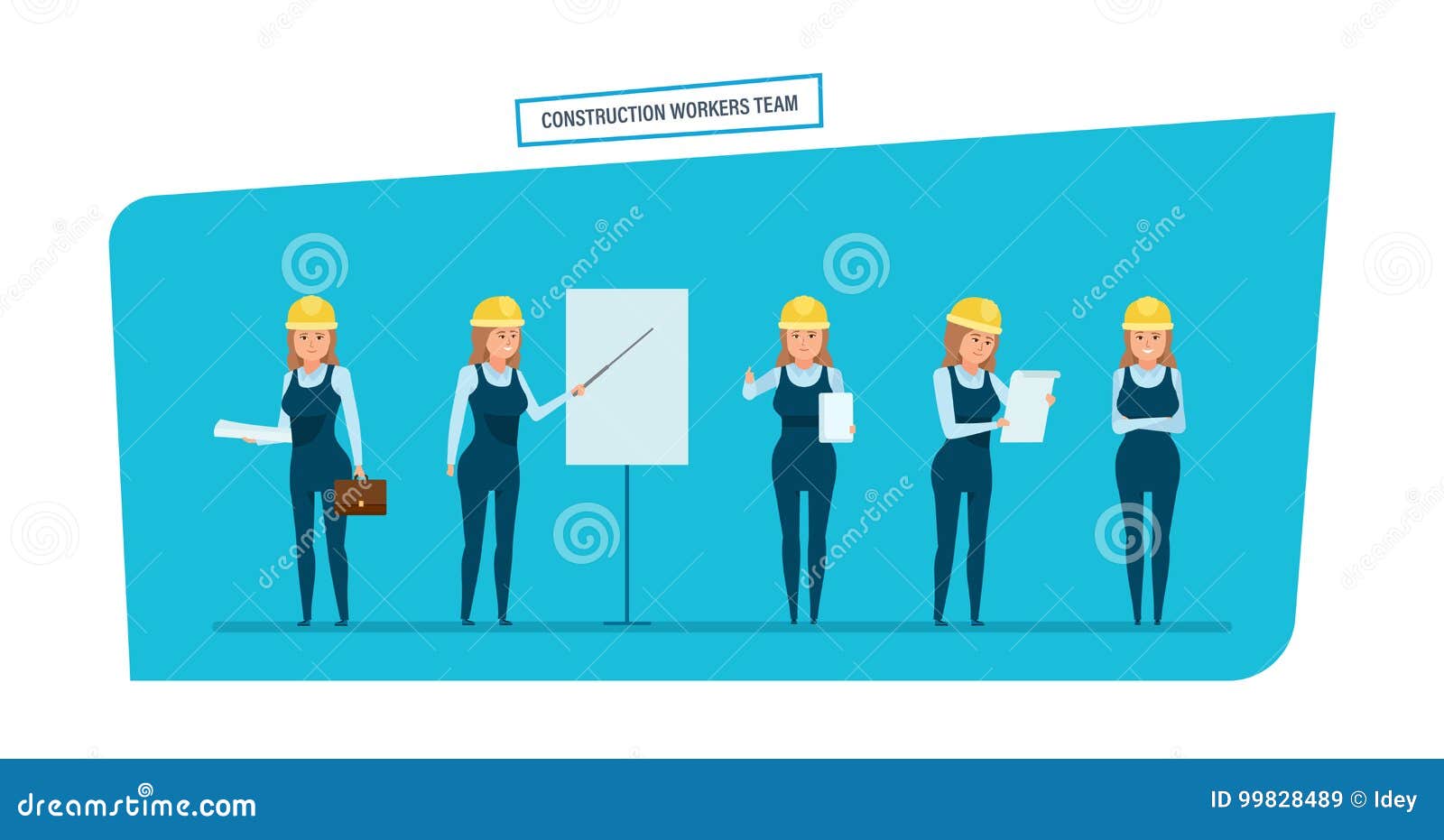 Engineers Character Person Cartoon Set with Construction Workers Team ...