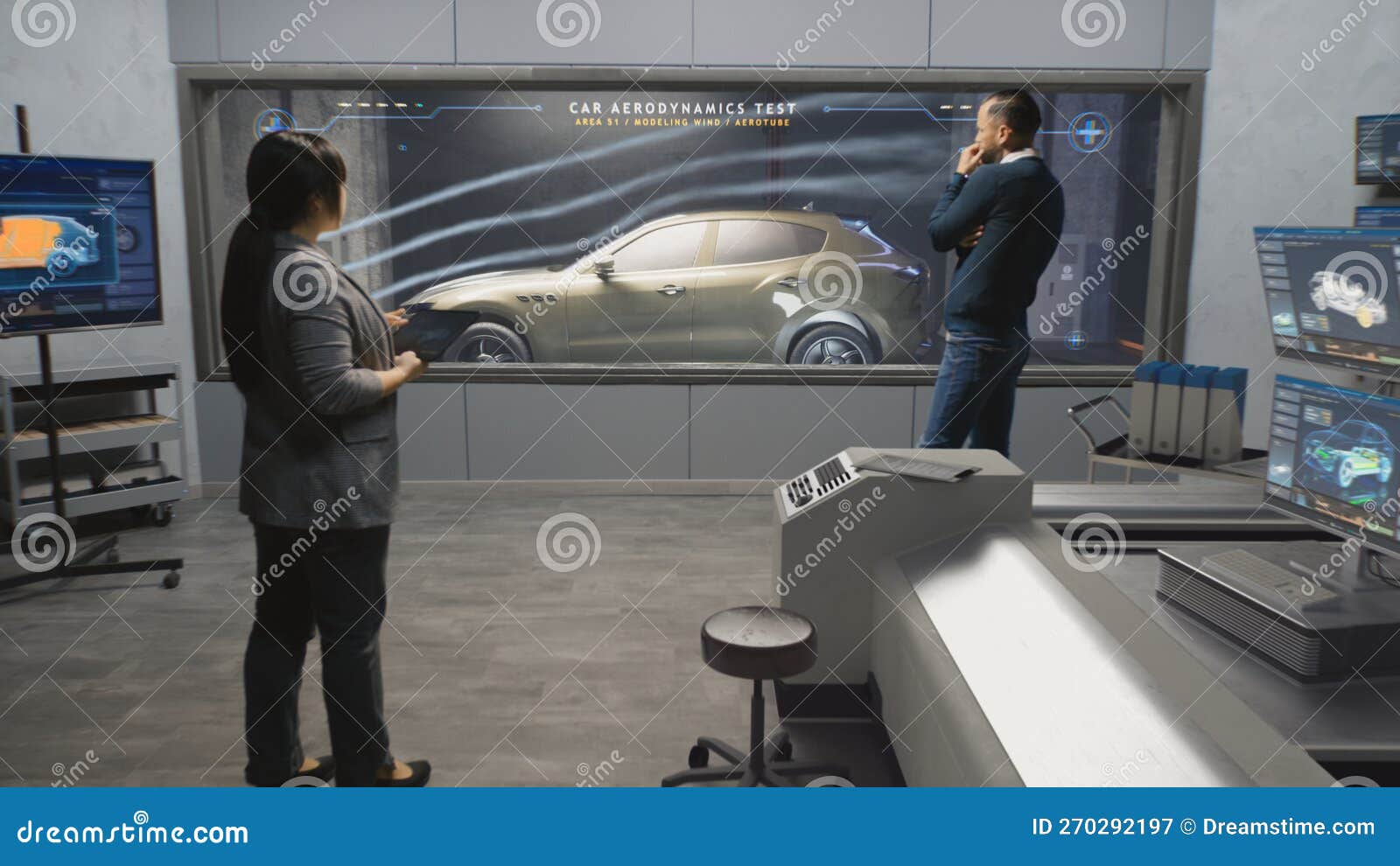 Engineers Check Aerodynamics of Electric Car Stock Image - Image of ...