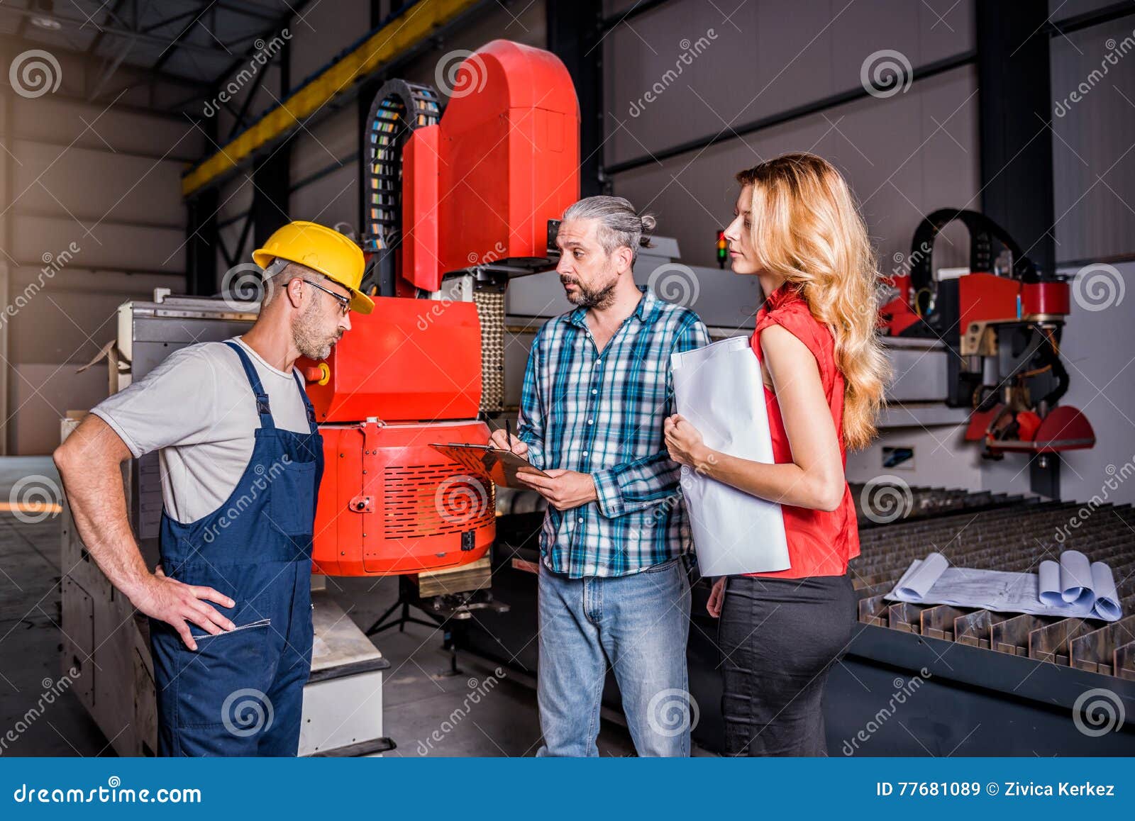 Engineers Checking Installation of New CNC Plasmas Machine Stock Image ...