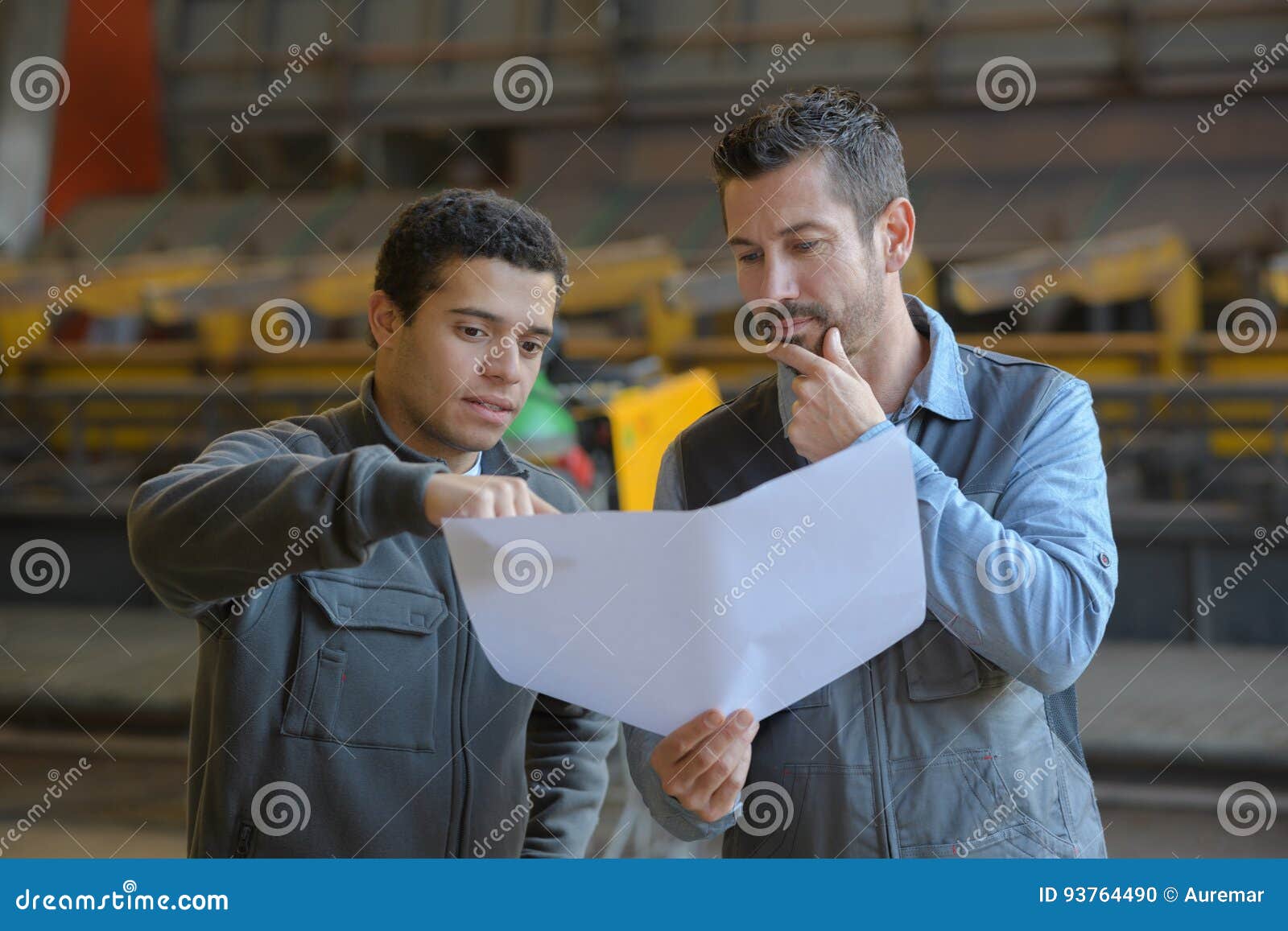 Engineers Checking Installation New Machine in Industrial Hall Stock ...